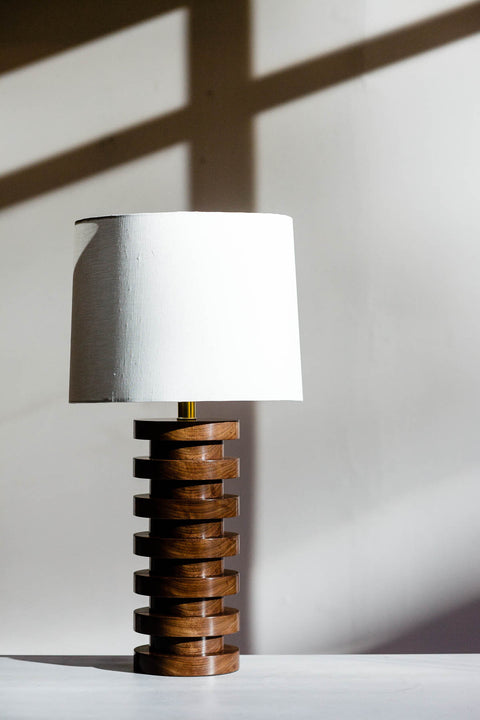 Malmo Model M Walnut Table Lamp by Lawrence & Scott