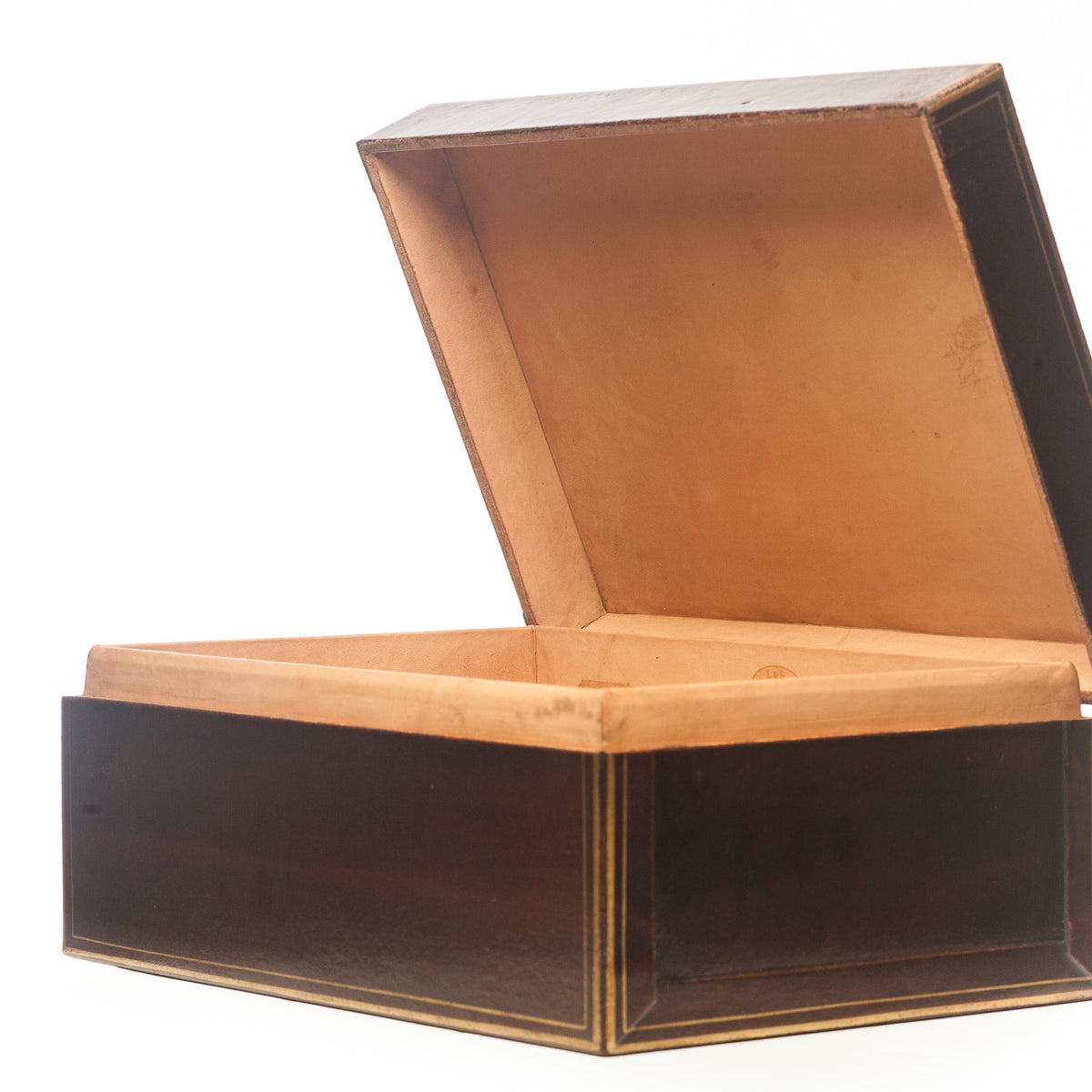 Mahogany Regalia Leather Box(16.5") with Hand-Painted tuxedo gold trim ...