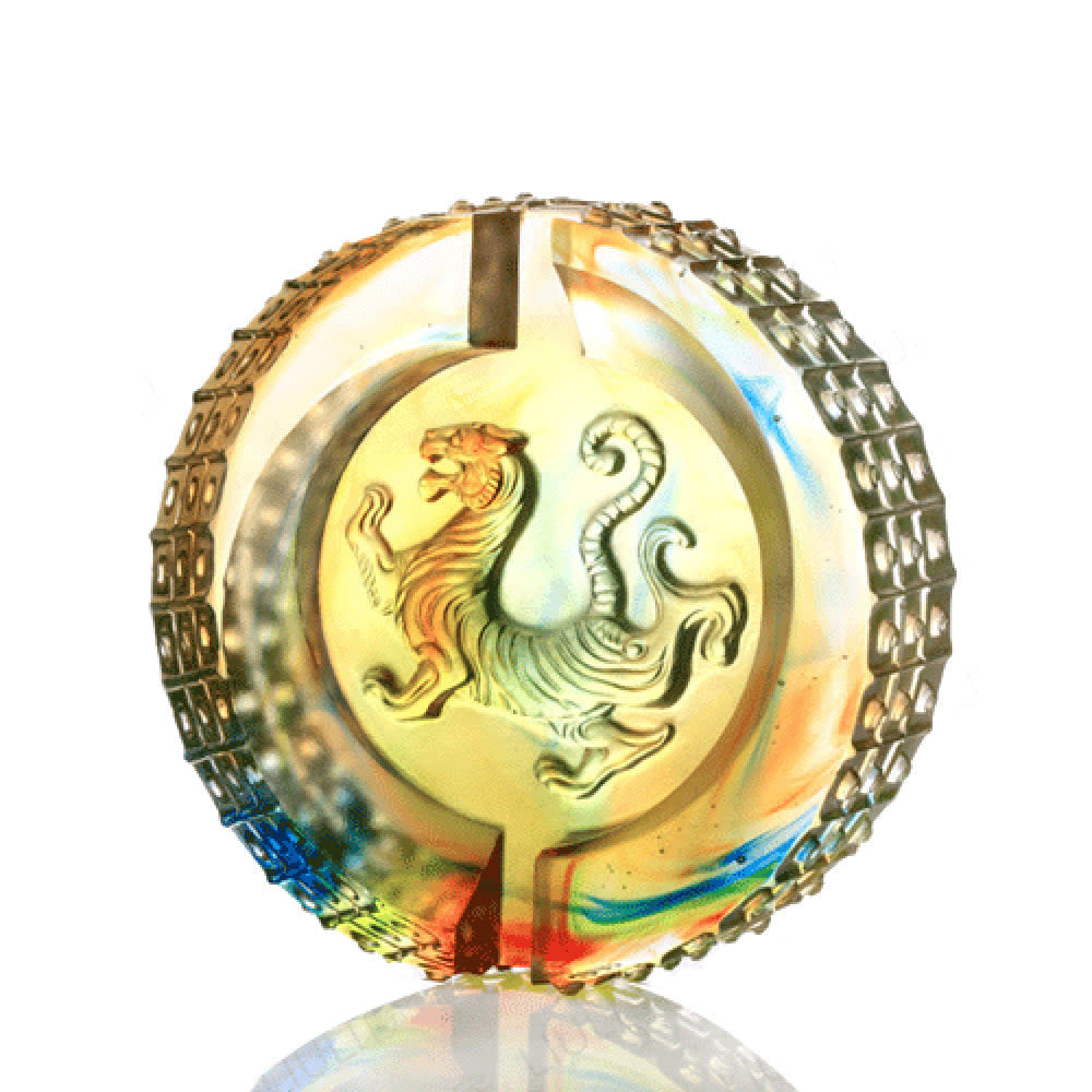 LIULI Crystal Art Crystal White Tiger Paperweight, uardian of the West ...