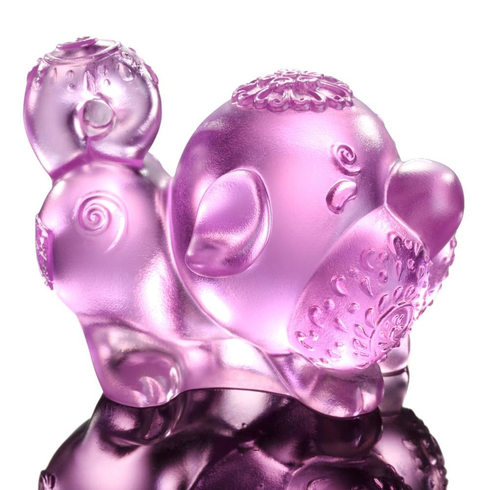 LIULI Crystal Art Crystal Chinese Zodiac Dog Figurine in Pink ...