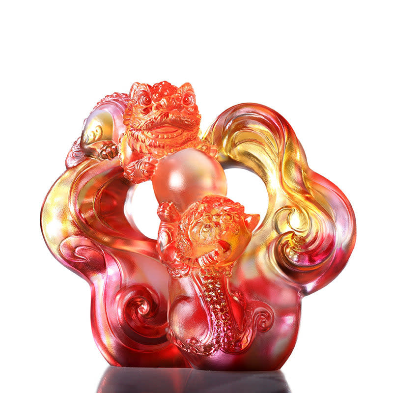 LIULI Crystal Foo Dog Figurine, "Felicitous Lions" – Lawrence & Scott