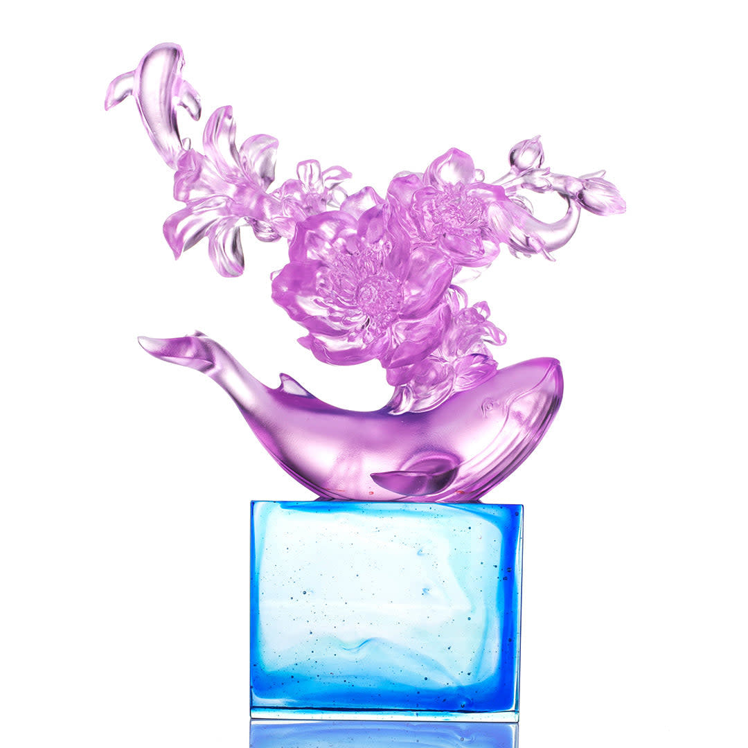 LIULI Crystal Art Crystal Whale with Flowers Limited Edition – Lawrence ...