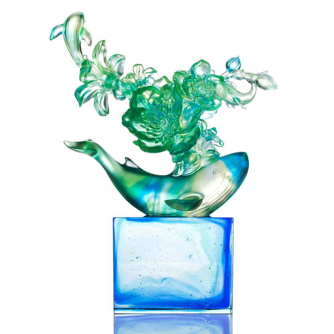 LIULI Crystal Art Crystal Whale with Flowers Limited Edition – Lawrence ...