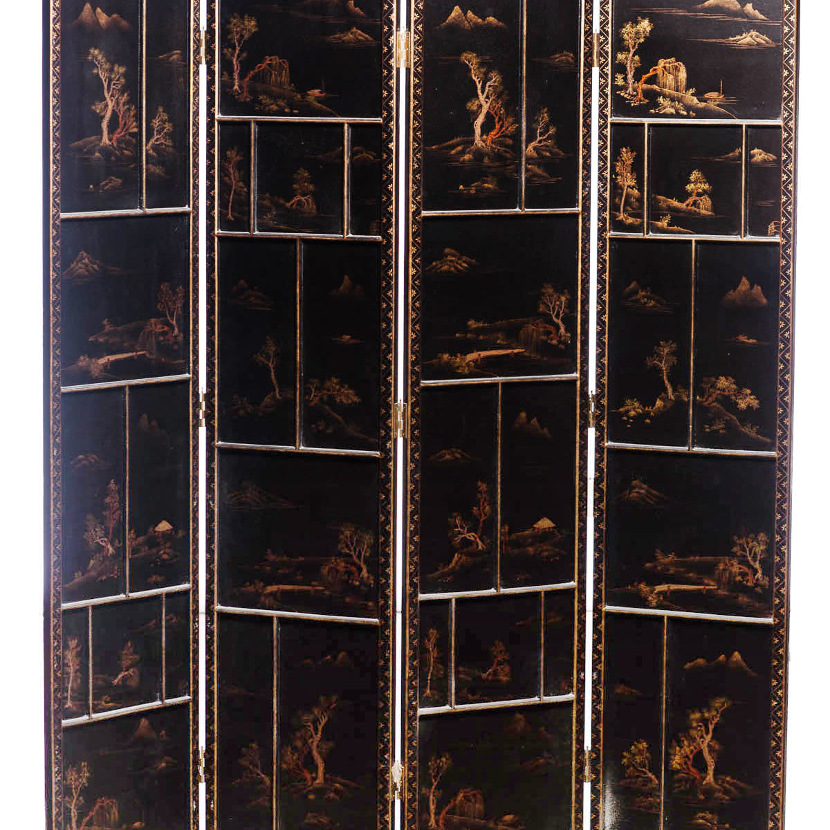 Japanese Large Four-Panel Kano Style Landscapes Screen Room Divider ...